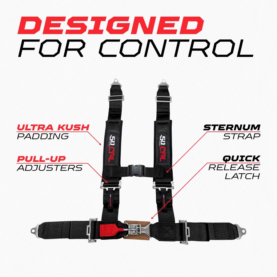 safety gear, 4 and 5 point harnesses bolt in, clip in, or wrap around