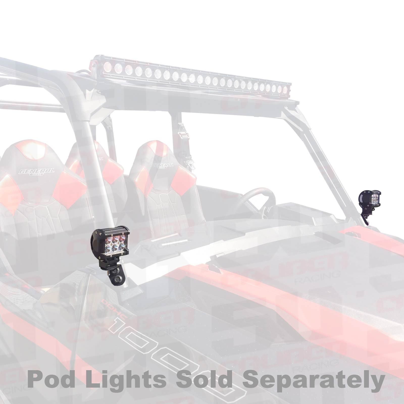 Bolt on A-Pillar Pod Light Mounting Brackets HID Cube Polaris General