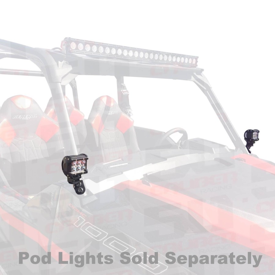 Bolt on A-Pillar Pod Light Mounting Brackets HID Cube Polaris General