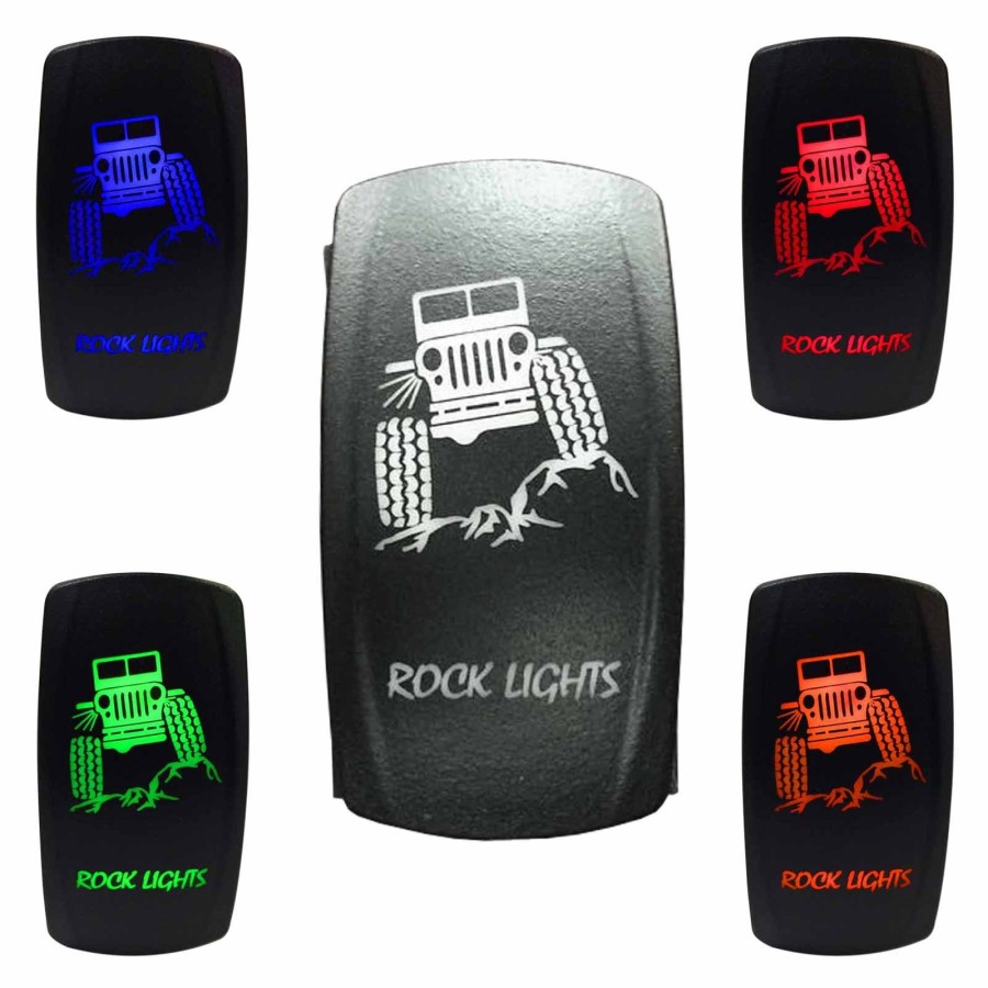 Dual LED 4 pin Illuminated 50 Caliber Racing On/Off Rocker Switch laser ...