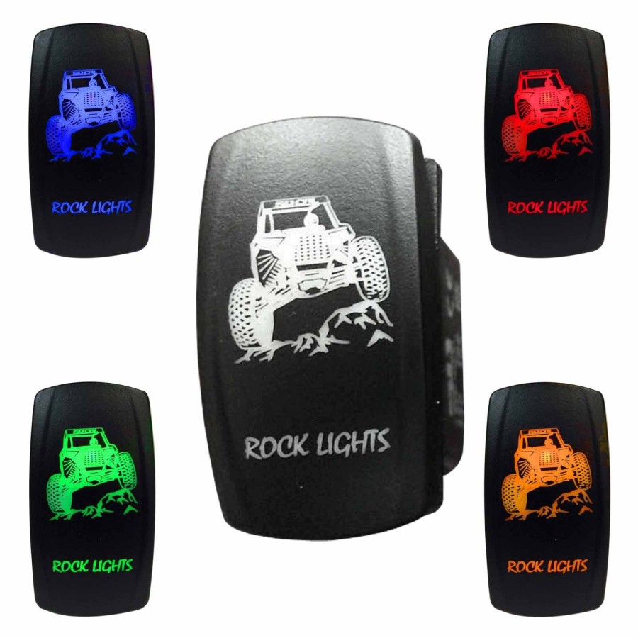 Dual LED 4 pin Illuminated 50 Caliber Racing On/Off Rocker Switch laser ...
